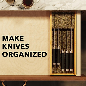 SpaceAid Knife Drawer Organizer Bamboo Insert Dock, Kitchen Steak Knives Holder Organizers Block for Drawer in Storage Organization (Small)