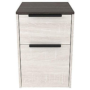 Signature Design by Ashley Dorrinson Modern Farmhouse Filing Cabinet with 2 Drawers, Whitewash & Brown