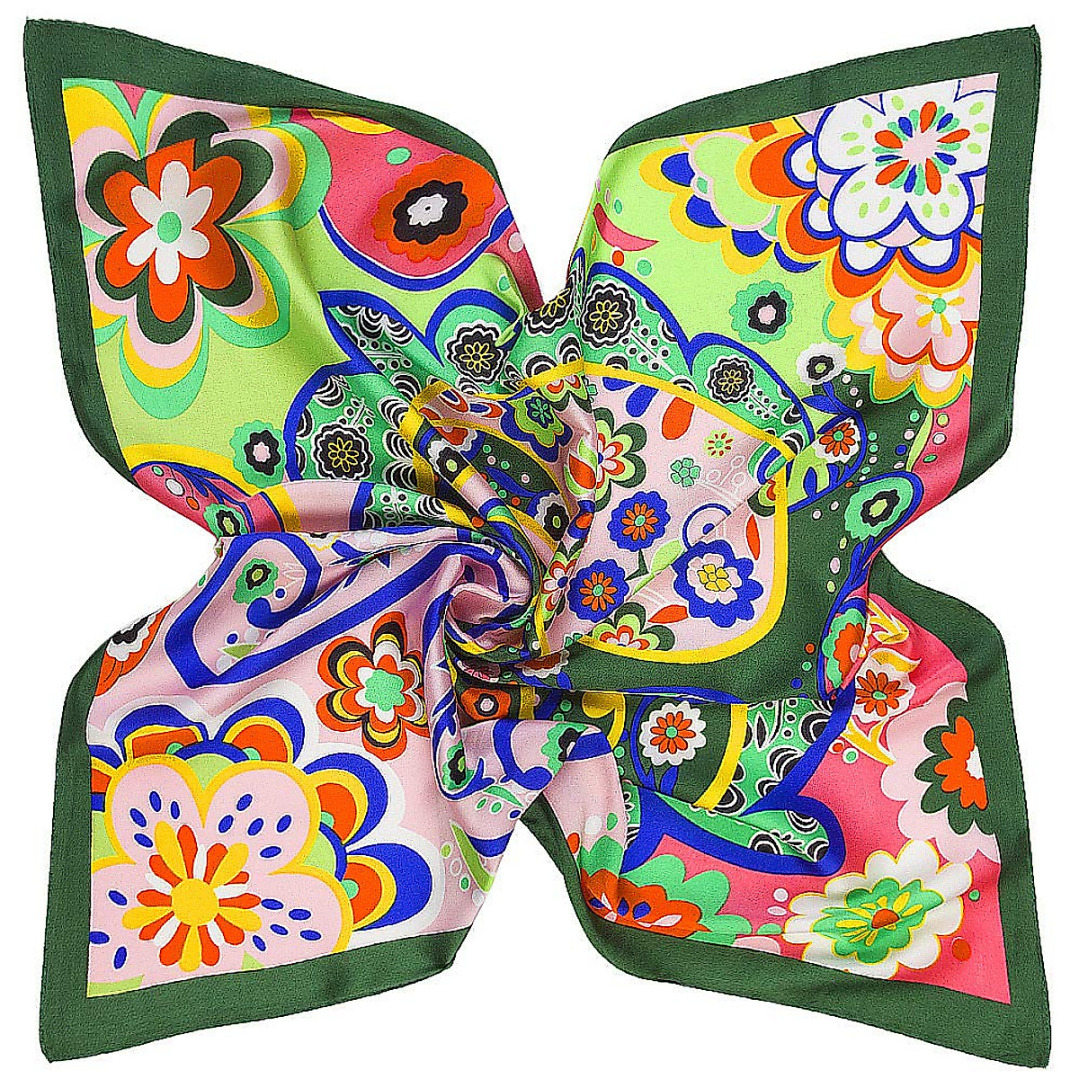 YOUR SMILE Silk Feeling Like Scarf Women’s Fashion Pattern Large Square Satin Headscarf Headdress 24''x24'',Colorful Flower