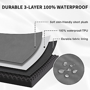 M Waterproof Dog Beds - Outdoor Dog Bed Washable with Oxford Fabric Surface, Egg Crate Orthopedic Foam Pet Bed up to 50lbs with Removable Cover, Machine Washable (Grey,30"x20"x4")