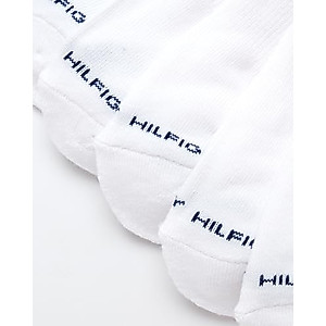 Tommy Hilfiger Men's Athletic Socks - Cushion No Show Ankle Socks (6 Pack), Size Shoe Size 7-12, Pure White