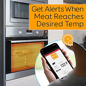 NutriChef Bluetooth Grill BBQ Meat Thermometer, 150 ft Wireless Digital Monitoring Timer & Alarm for Smoker, Oven