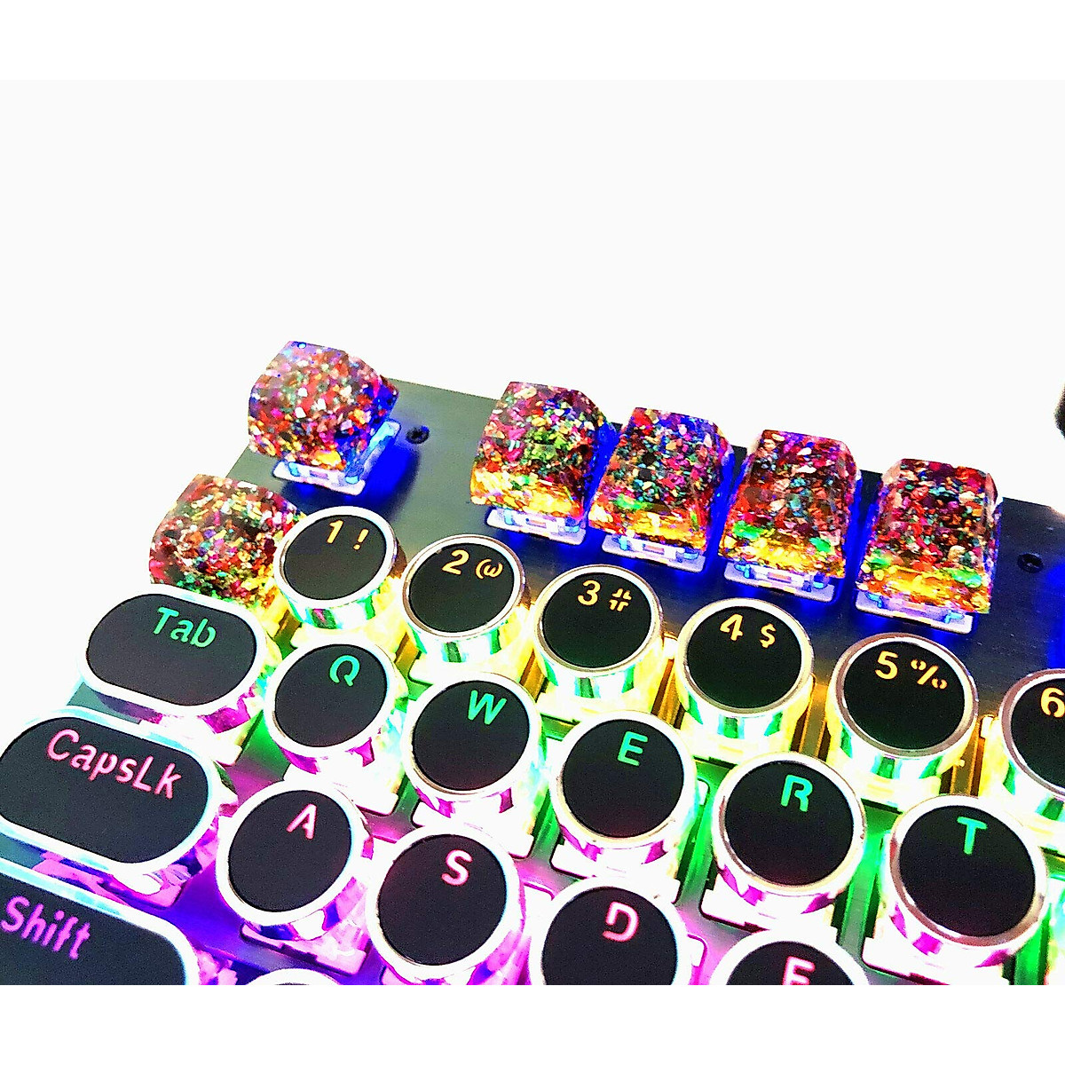 Handmade DSA Shinning Gem Resin Sequined Keycap OEM Profile for Cherry MX RGB Switch Gaming Mechanical Keyboards