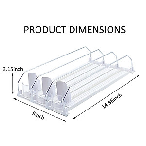 FOEJCHD Assembly-Free Drink Organizer for Fridge,Soda Can Organizer for Refrigerator with Pusher Glide - Holds up to 15 Cans