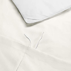 600 Thread Count Off White Oversized Queen Size Duvet Cover Set, 3 Piece Double Brushed Cotton Duvet Cover with Button Closure, 1 Oversized Queen Duvet Cover (98 x 98) inches and 2 Pillow Shams