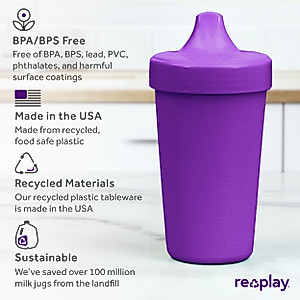 Re-Play Made in USA 10 Oz. Sippy Cups for Toddlers, Pack of 6 - Reusable Spill Proof Cups for Kids, Dishwasher/Microwave Safe - Hard Spout Sippy Cups for Toddlers 3.13" x 6.25", Multicolored