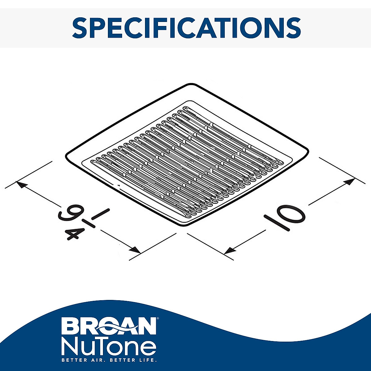 Broan-NuTone FGR300S Replacement Grille Cover for Roomside Series Bathroom Ventilation Fan, Easy Installation, White, 11.25 x 11.75 x 1 inches