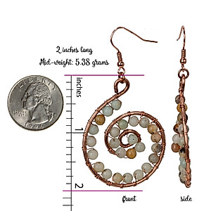 SPUNKYsoul Amazonite Bohemian Spiral Earrings for Women Swirl Hoop Tribal