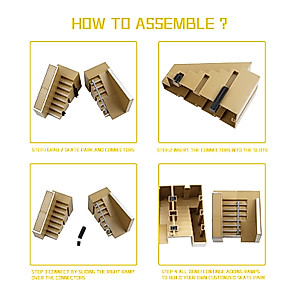 Skate Park Kit, Skate Park Kit Ramp Parts for Finger Skateboard Park Kit Part Training Props with 4 Finger Decks 2 Finger Bike 1 Pair Skates and 1 Scooters