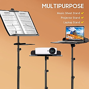 CAHAYA Dual Use Sheet Music Stand with Clamp-on Tray & Desktop Book Stand with Carrying Bag, Sheet Music Folder, Music Stand with Shelf, and Clip for Guitar, Ukulele, Violin Players CY0194+CY0320
