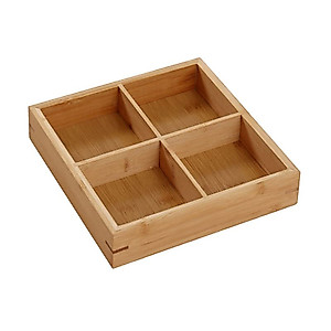 Divided Wooden Tray,Veggie Tray Serving Tray Divided Platter Wooden Food Server Multi Compartments Serving Tray for Hot Pot Restaurants Sushi Plate (4 Compartments)