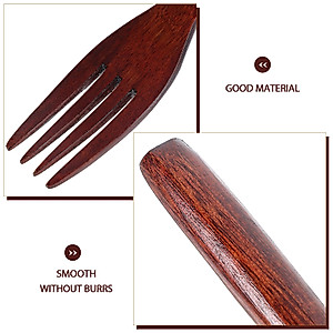 EXCEART 2 Pcs Wooden Forks Japanese Wood Dinner Forks Fruit Salad Forks Handmade Kitchen Utensil for Cooking Stirring Eating