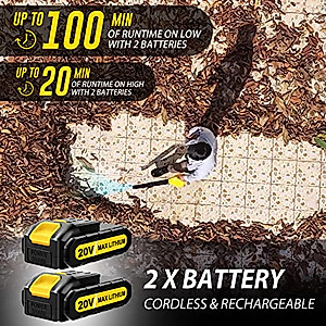 Cordless Leaf Blower Battery Powered - Electric Small Blower with 2 Batteries - 20V 140 CFM Lightweight Handheld Battery Operated Blower for Patio, Yard