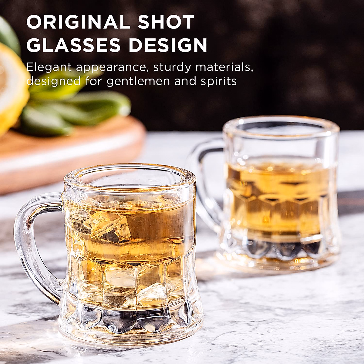KOFPAR 6 Pcs Shot Glasses, Mini Beer Mug Shot Glasses with Handles, 50 ml/1.8 oz Shot Glasses for Vodka, Whiskey, Tequila, Espresso, Perfect Valentine's Day Gift for Men Women Birthday Gifts (Glass)