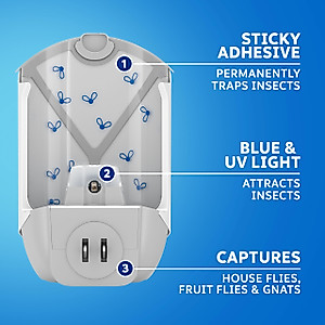 Zevo Flying Insect Trap, Fly Trap + Refill Cartridge Pack (1 Plug-in Base + 3 Total Refill Cartridges)
