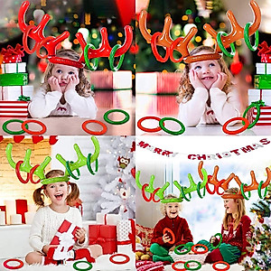 TOPLEE 20 Pieces Inflatable Reindeer Antlers Toss Game, Christmas Party Antler Hat Games for Kids Adults Family Indoor Outdoor Carnival Xmas Games(4 Antlers 16 Rings)