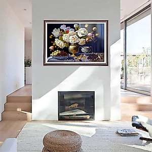 Ginfonr DIY 5D Diamond Art Kits for Adults, Flowers Fruit Table Diamond Painting for Adults, Diamond Art Plants Full Drill, Diamond Art Kits Embroidery Rhinestone Craft for Home Wall Decor 12*16 Inch