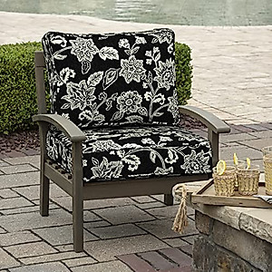 Arden Selections ProFoam Performance Outdoor Deep Seating Cushion Set 24 x 24, Ashland Black Jacobean