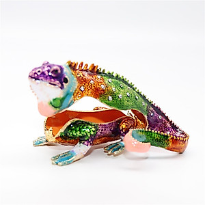 Waltz&F Color chameleon Trinket Box Hinged Hand-painted Figurine Collectible Ring Holder