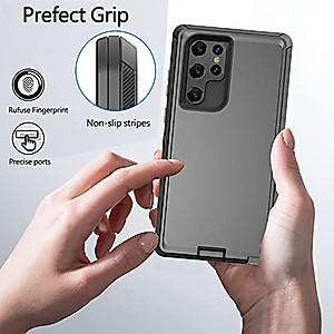 Bisbkrar Defender Case for Samsung Galaxy S22 Ultra 5G, Phone Case [Military Grade] 3 in 1 Shockproof Rugged Protective, Heavy Duty Bumper Cover for Galaxy S22 Ultra 5G(Black(with Belt Clip)) (Black)