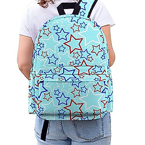 CobCub Red Blue And White Stars 17 Inch Backpack For Women Men Red Blue And White Stars Large Travel Backpack Bag Cute Portable Laptop Backpack