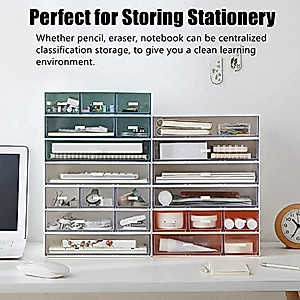 RHBLME Desk Organizer with 6 Drawers, Makeup Organizer, Plastic Makeup Storage, Cosmetic Storage Organizer, Detachable Desk Storage Box, Bathroom Organization Boxes, Desktop Storage Box, Blue