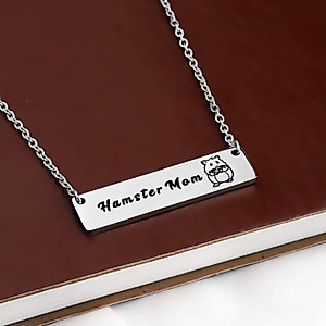 PLITI Hamster Mom Jewelry Hamster Lover Gifts Hamster Owner Birthday Gifts Hamster Mother's Day Gift Funny Animal Gifts For Hamster Lovers Breeder Mom Hamster Mom Necklace (Hamster Mom Necklace)