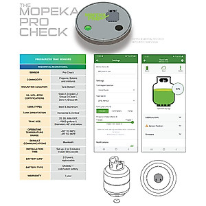 Mopeka Pro Check Sensor - Battery Powered Wireless Propane Tank Magnetic Sensor Level Indicator, Pressure Gauge Electronic for BBQ Grill - Remote Ready Propane, Butane And Fuel Level Gauge With App