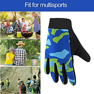 Accmor Kids Cycling Gloves, Kids Fishing Gloves, 4-10 Years Boys Girls Kids Sport Gloves, Breathable Non-Slip Full Finger Gloves for Child Cycling Climbing Riding Biking Outdoor Sports