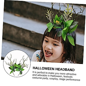 FRCOLOR Green Branch Crown Woodland Headband Halloween Goth Antler Headpiece Floral Fairy Hairband for Women Girls Branch Leaves Hair Accessories