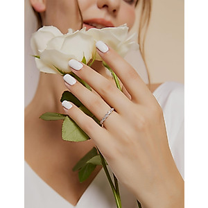 EAMTI 925 Sterling Silver Wedding Band for Women Cubic Zirconia Twisted Rope Half Eternity Band Ring Size 7