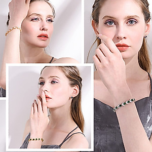 U7 Ruby Tennis Bracelet 18K Gold Plated Wrist Link Red Cubic Zircon Gem Crystal Bracelets for Women Teen Girls, fit Wrist 160-200mm