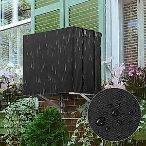 Sunolga Air Conditioner Covers for Window Units, Window Air Conditioner Cover with Water Resistant and Windproof Design - 17W x 13H x 12D Inches, Black