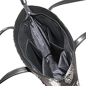 MNSRUU Tote Bag for Women Butterfly Skull Black Shoulder Bag Big Capacity PU Leather Handbag