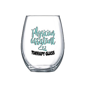Zoey Christina Physician Assistant Therapy Glass Funny Gifts for Her PA Women Large 18 Ounce Stemless Wine Glass 0022