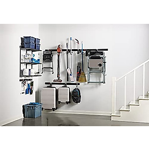 Rubbermaid 15-Piece FastTrack Garage Wall-Mounted Storage Kit, 4 Rails and 11 Hooks, for Home/House/Tool/Sports/Equipment/Utility Purposes