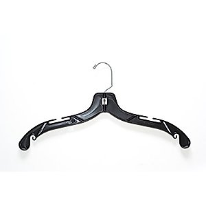 NAHANCO 2508 Plastic Dress Hanger, T-Shirt Weight, 17", Black (Pack of 100)