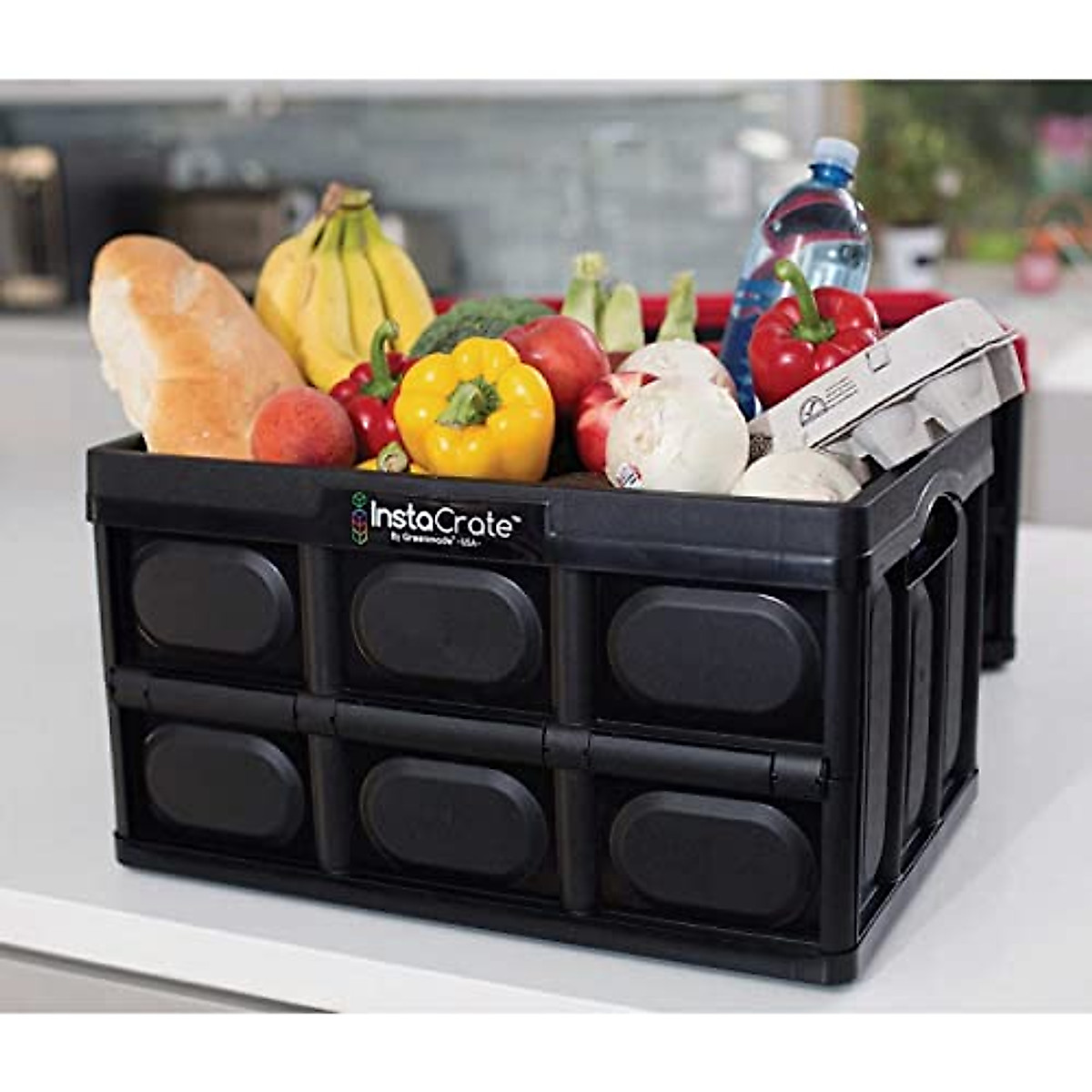 GreenMade InstaCrate Collapsible Storage Container, 12 gal, Black