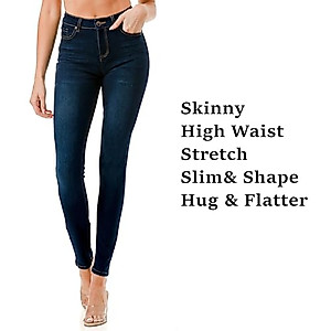 Women's Classic High Rise Skinny Slim Stretch Denim Jeans Dark Blue -0169 Size 13