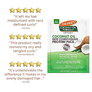 Palmer's Coconut Oil Formula Moisture Boost Protein Pack, Hair Treatment for Dry, Damaged, Over-Processed and Colored Hair, 2.1 Ounce (Pack of 12)