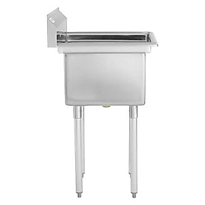 Kratos 29N-007-Commercial NSF 1 Compartment Sink - 18"Wx18"Lx12"H Bowl Size - 18-Gauge Stainless Steel