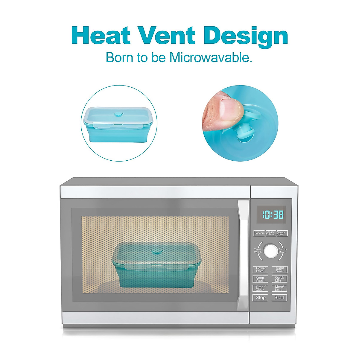 Set of 4 Collapsible Silicone Food Storage Container, Leftover Meal box For Kitchen, Bento Lunch Boxes, BPA Free, Microwave, Dishwasher and Freezer Safe. Foldable Design Saves Your Space.