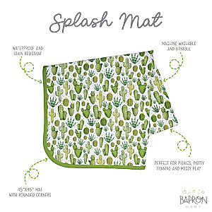 BapronBaby Desert Cactus Splash Mat - Waterproof Catch-All for Under High Chairs, Floors, Tables, Playtime or Arts & Crafts - Machine Washable - 45" x 45”
