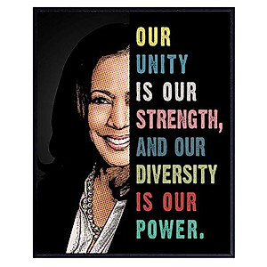 Kamala Harris Madam Vice President Inspirational Quotes Wall Art for African American Women, Girls - Political Gifts - Patriotic Decor - Feminism Feminist Gifts - 8x10 African American Wall Art