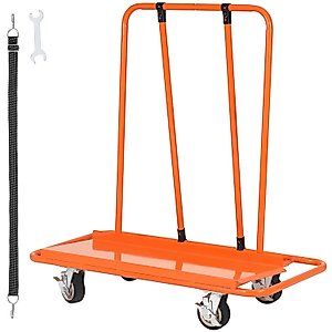 VEVOR Drywall Cart, 3000 LBS Panel Dolly Cart with 45.28" x 21.8" Deck and 5" Swivel Wheels, Heavy-Duty Drywall Sheet Cart, Handling Wall Panel, Sheetrock, Lumber, for Garage, Home, Warehouse