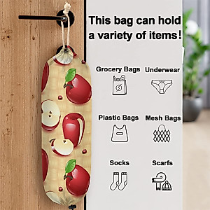 Plastic Bag Holder Red Apples Wall Mount Grocery Bag Holder Wasgable Plastic Bag Dispenser Garbage Bag Organizer for Home Kitchen Decor, Gifts for Women Mom Family Friends