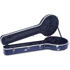 Crossrock ABS Molded Hardshell Case for 5-String Resonator, Gibson Tenor Banjo, Backpack Style(CRA861BJBL)