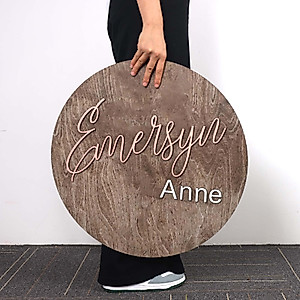 Personalized Wooden Wall Plaque, Custom Round Nursery Name Sign, 8" 12" 18" 20" 24" 30" 3D Wall Art for Children & Kids Rooms, Baby Shower, Wood Family Name Sign Home & Bedroom Decor