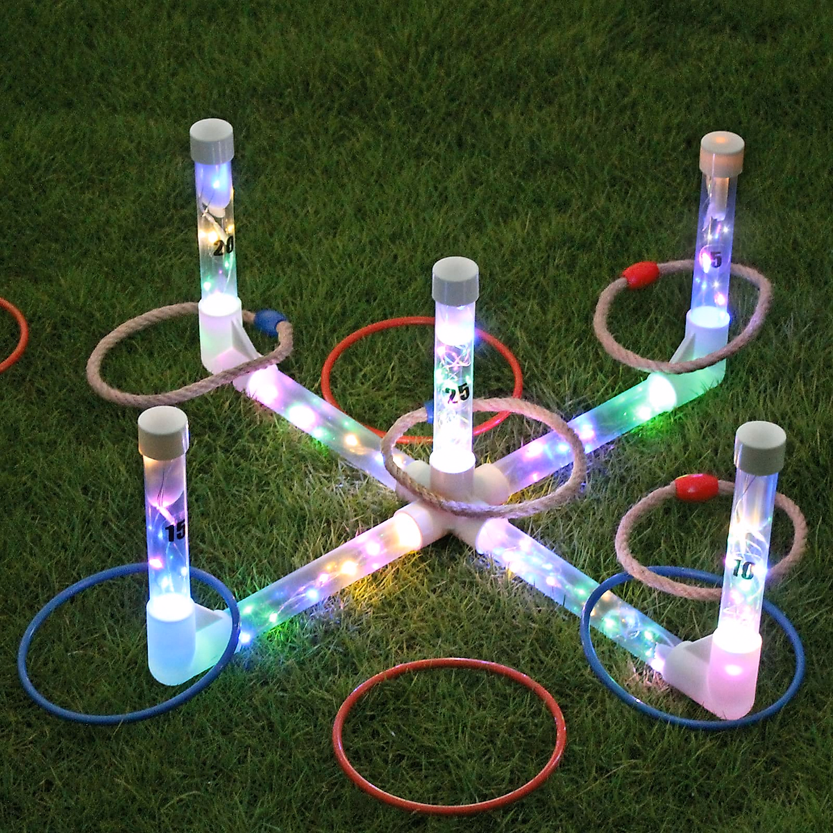 MOLACHI Ring Toss Games for Adults and Kids,Yard Games,Outdoor Indoor Games with LDE Light,Easy to Set Up w/Compact Carry - Backyard Toys,Christmas Party Toss Game for The Whole Family
