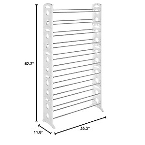 Whitmor Floor 50 Pair Shoe Tower 10 Tier White